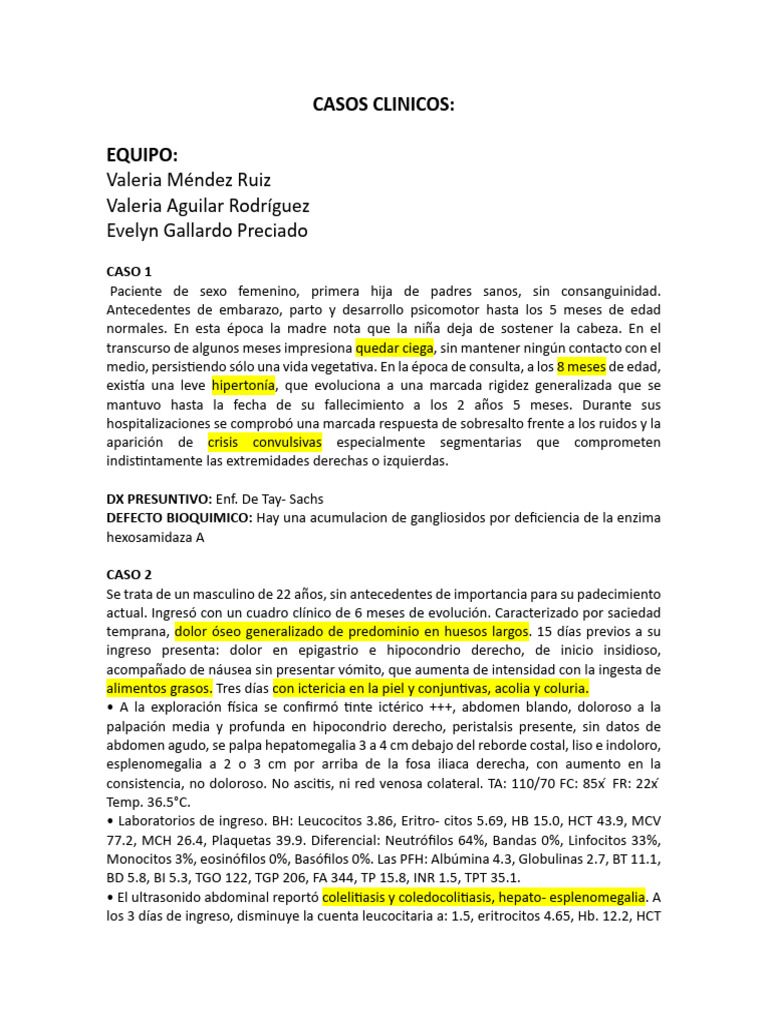 Casos Clinicos Esfingolipidos | PDF | Medicina CLINICA | Enfermedades y ...