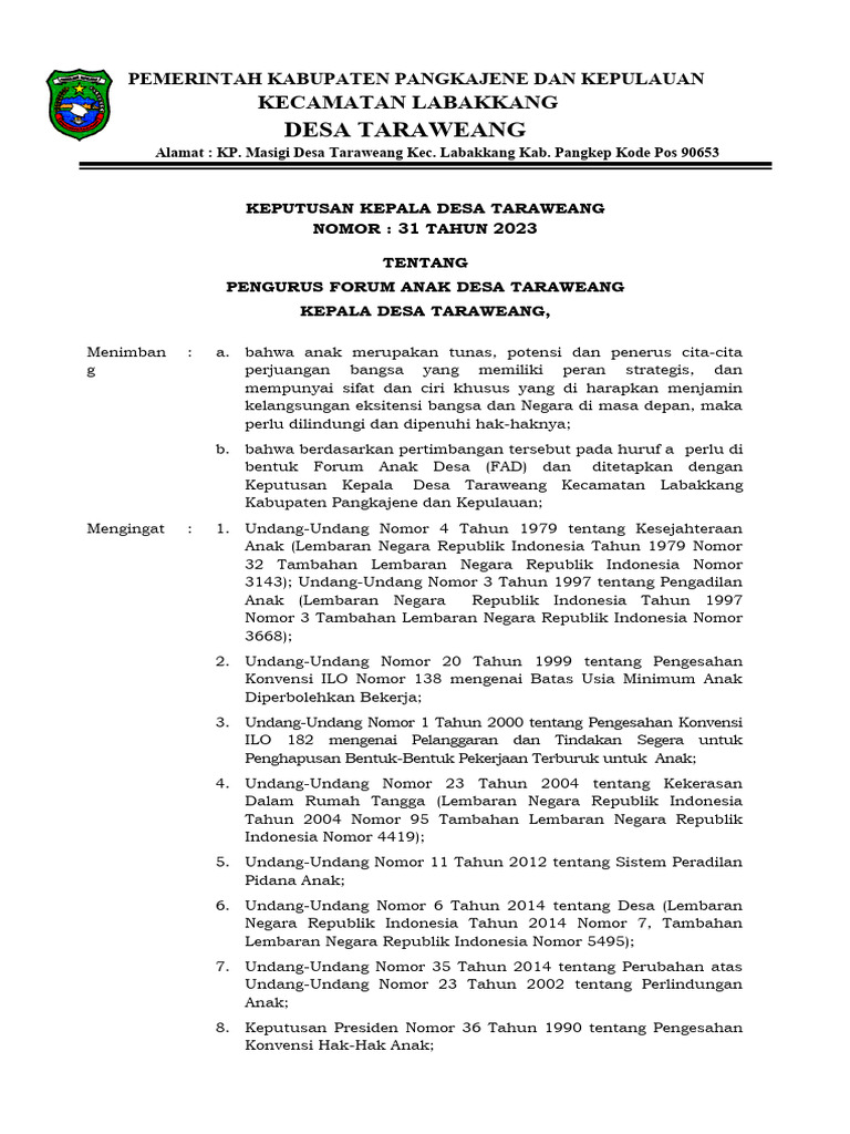 CONTOH SK Forum Anak Desa | PDF