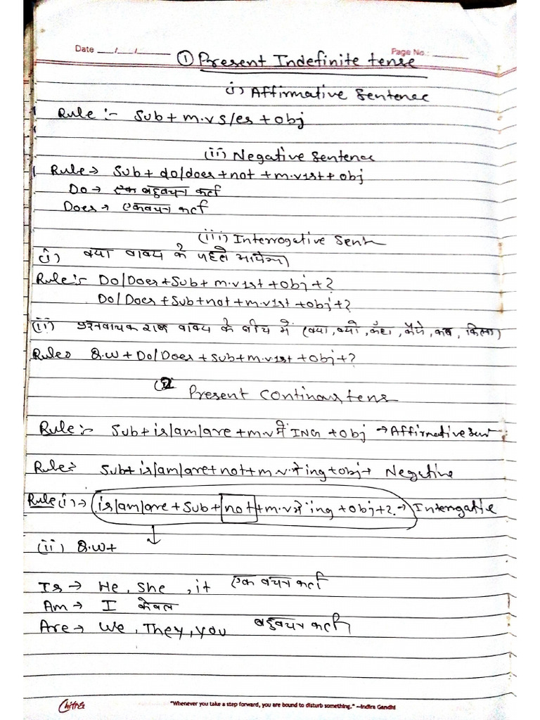 Present Indefinite Tense Rule | PDF