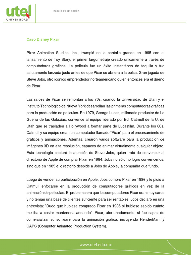 Caso TF | PDF | Pixar | La compañía Walt Disney