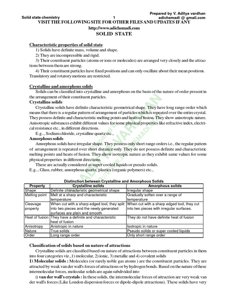 1.solid State | PDF | Chemical Bond | Solid
