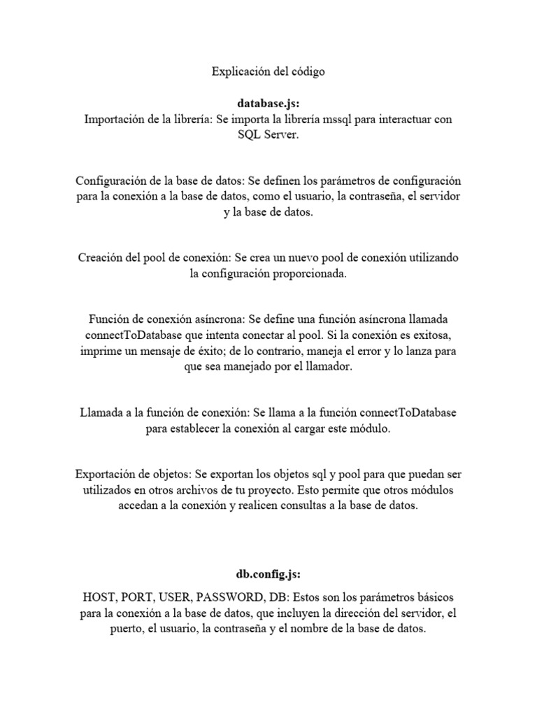 Explicación del código | PDF | Servidor SQL de Microsoft | Autenticación