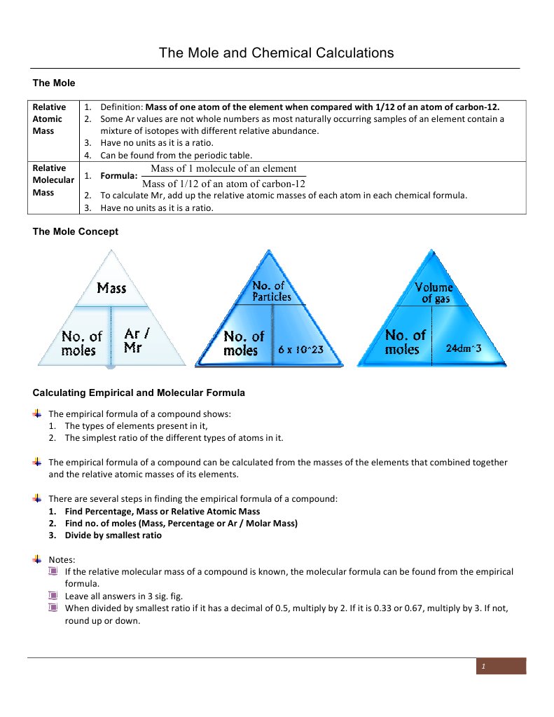 Science Chapter 9 The Mole Finalized 100307045331 Phpapp01 | PDF