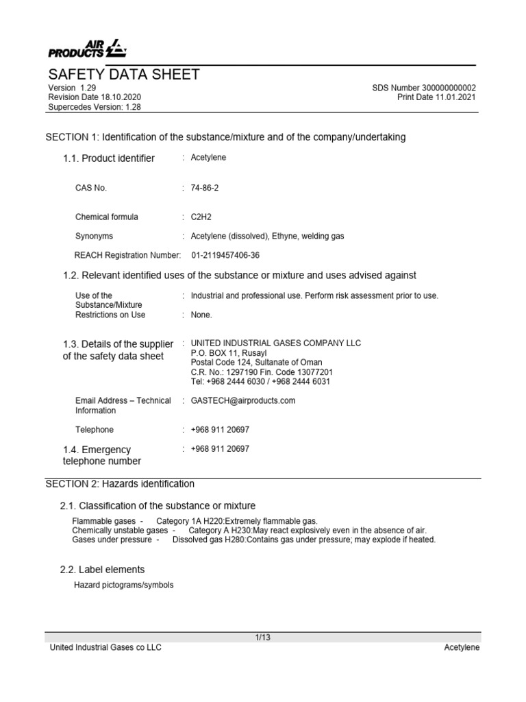 C2H2 MSDS Ap | PDF | Technology & Engineering