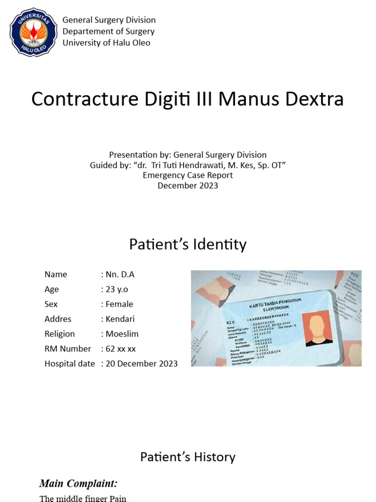 20 - Dec - 2023 - Kontraktur Digiti III Manus Dextra | PDF | Clinical Medicine | Medical Specialties