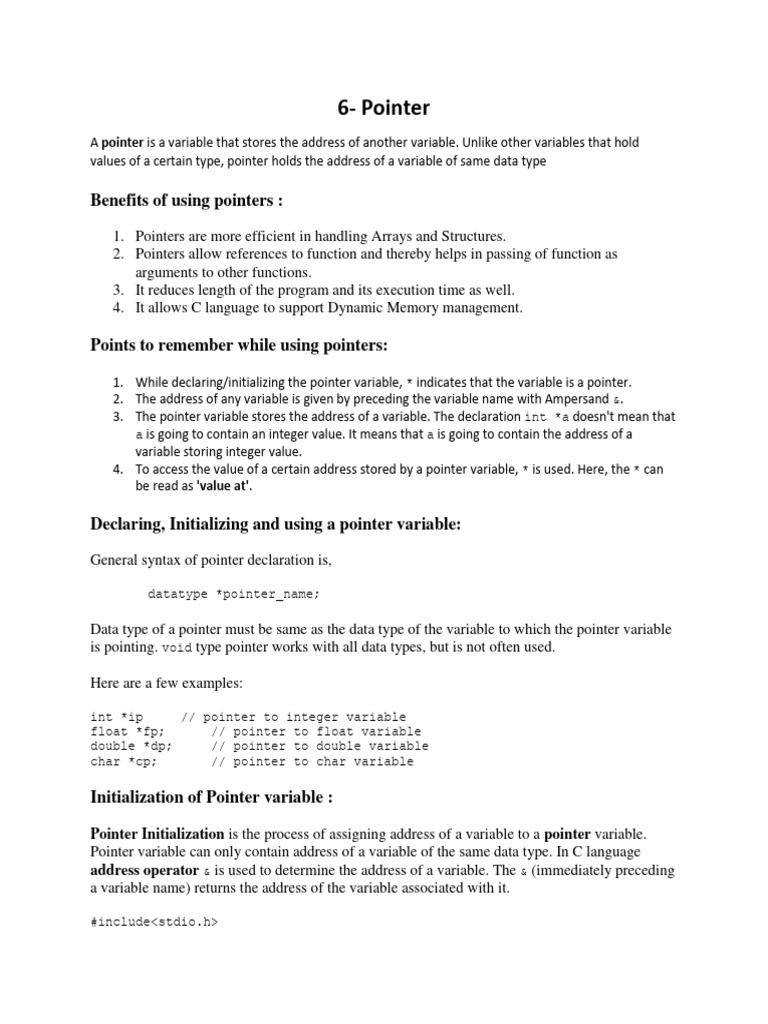 6 Pointer Download Free Pdf Pointer Computer Programming Variable Computer Science 