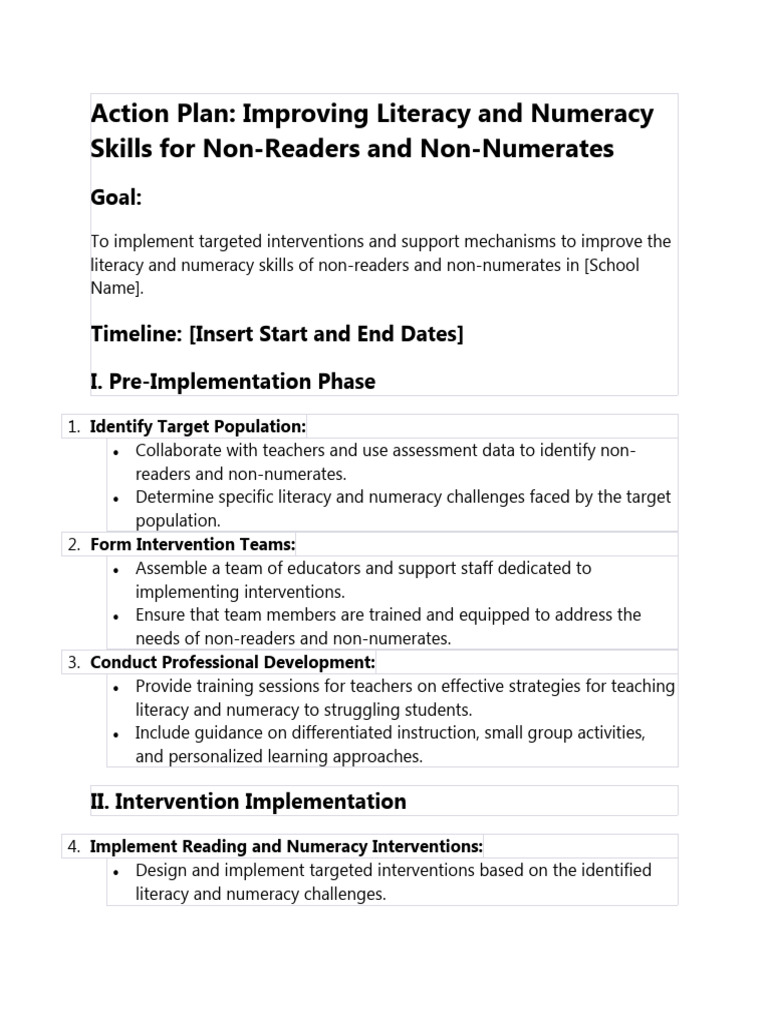 Action Plan for Non-Readers' Literacy | PDF | Literacy | Teachers