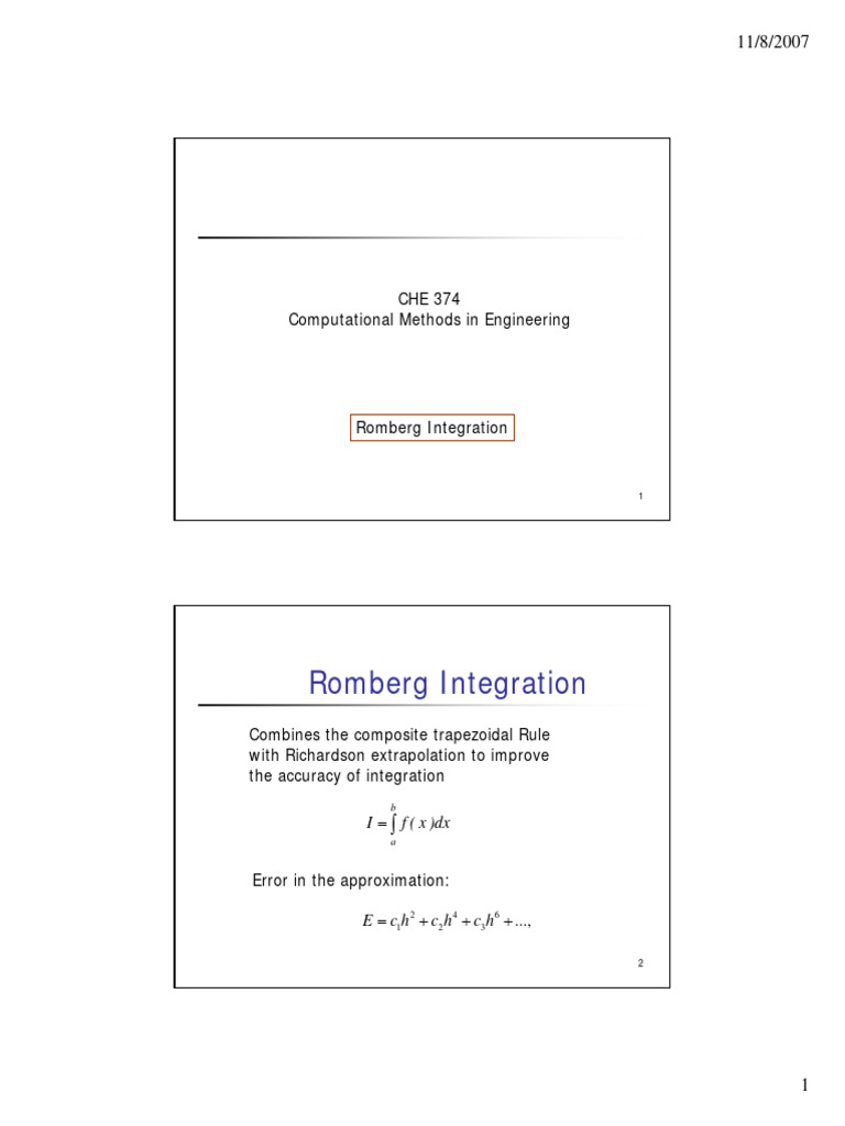 Romberg Int | PDF | Computational Science | Algorithms