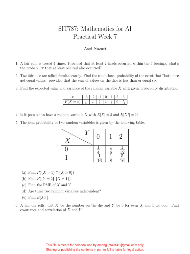 Practical - Week - 04.2 | PDF | Random Variable | Probability Distribution