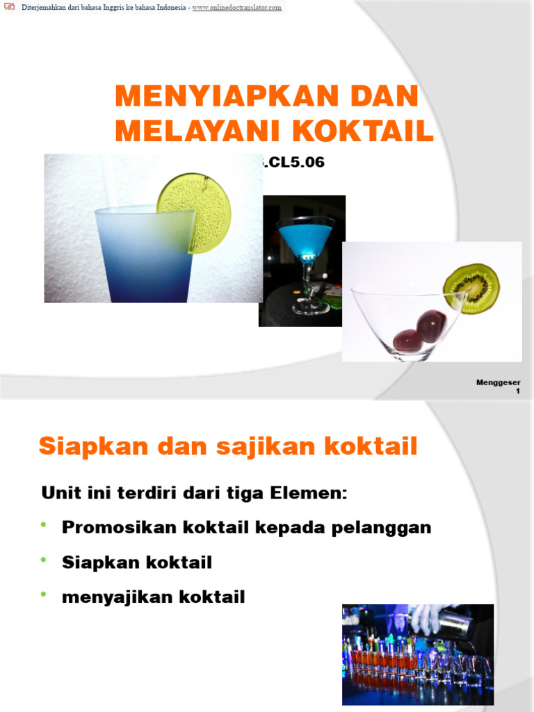 Prepare and Serve Cocktails | PDF