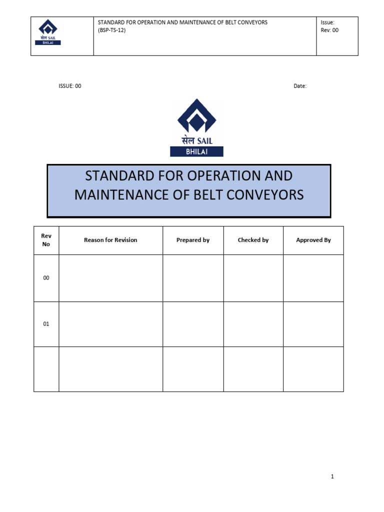 Standard For Operation and Maint of Belt Conveyors | PDF | Belt ...