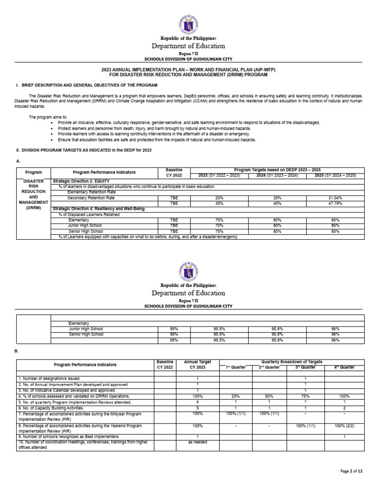 DRRM Aip 2023 | PDF | Disaster Risk Reduction | Risk