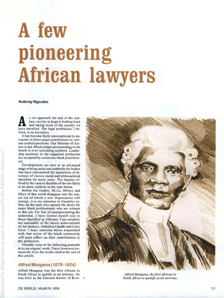Ngcobo 1998 A Few Pioneering African Lawyers | PDF