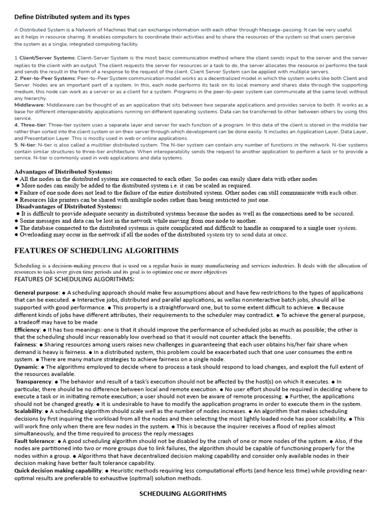 DSCC Unit 4 | PDF | Client–Server Model | Scheduling (Computing)