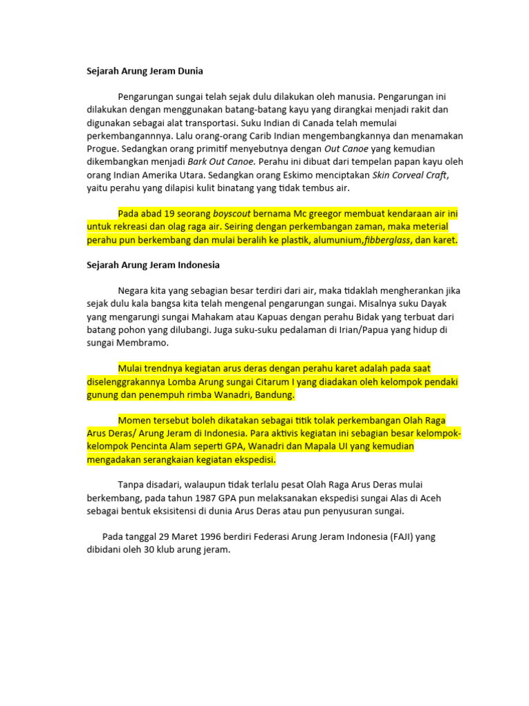 Sejarah Arung Jeram | PDF