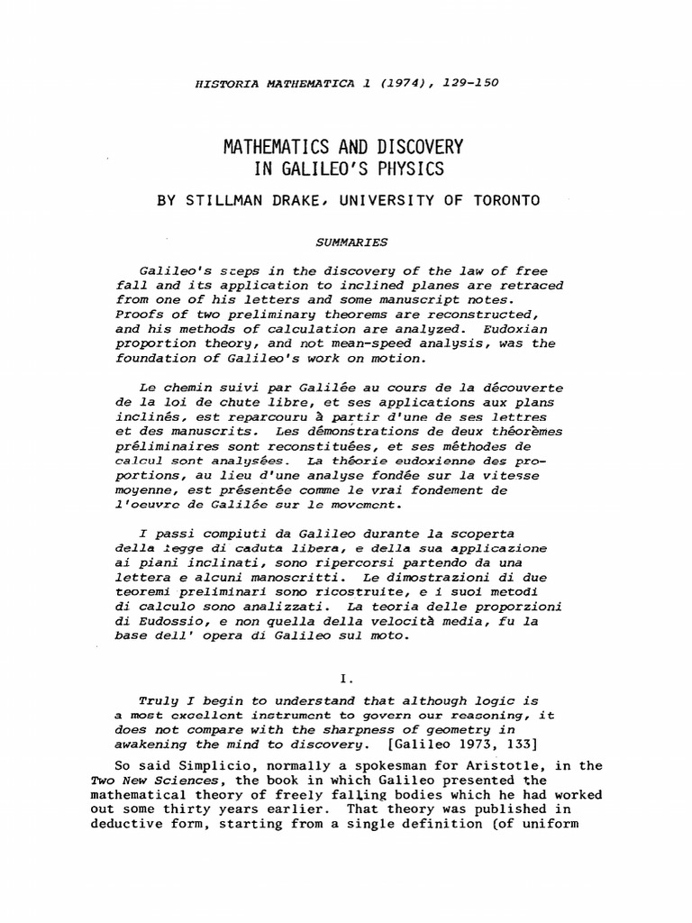Galileo's Mathematical Discoveries | PDF | Galileo Galilei | Mathematics