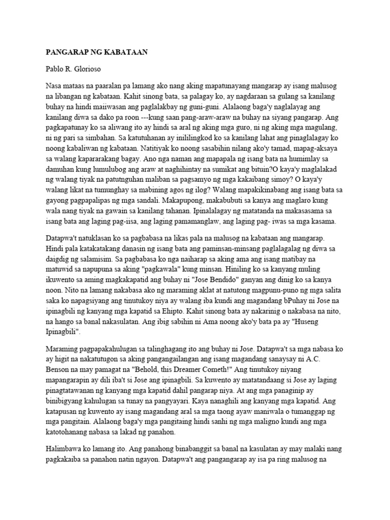 Pangarap NG Kabataan | PDF