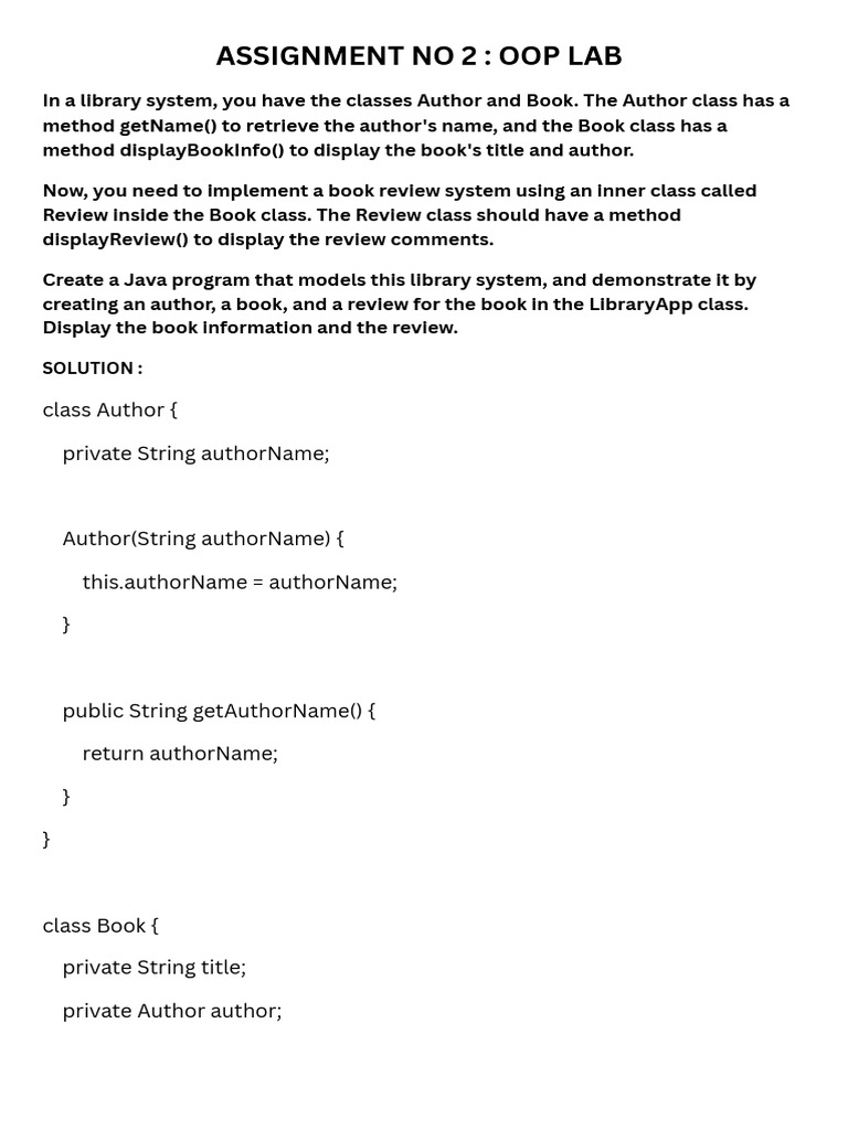 Assignment No 2 Oop Lab | PDF Assignment No 2 Oop Lab | PDF