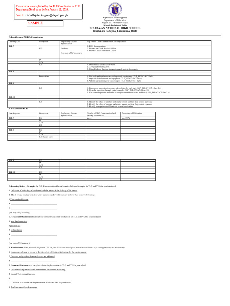 TLE andTVL REPORT KEY STAGE 3 and 4 1 | PDF | Educational Technology | Cognition
