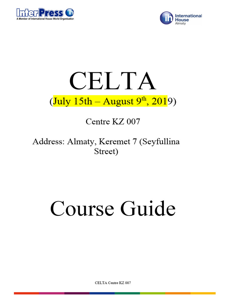 CELTA Course Guide July-August 2019 | PDF | Educational Assessment ...