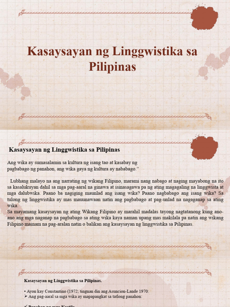 Kasaysayan NG Lingguwistika Sa Pilipinas | PDF