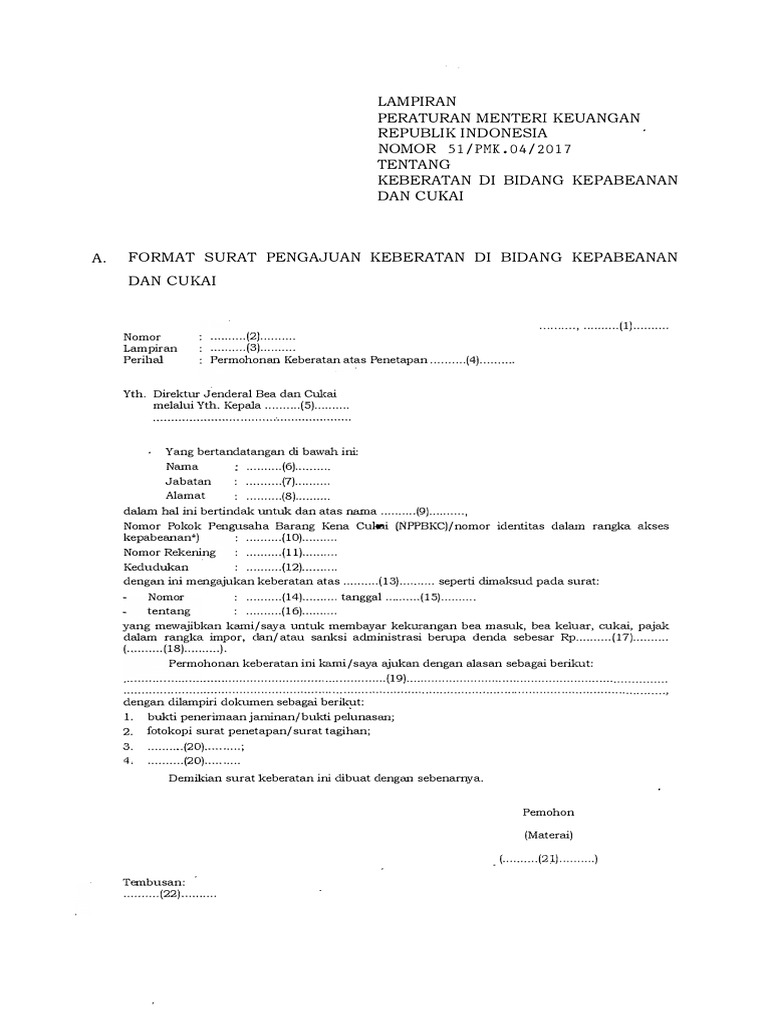 Format Surat Pengajuan Keberatan | PDF