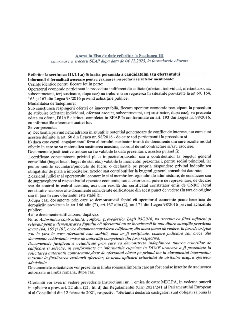 Anexa La Fisa de Date - Sectiunea III | PDF