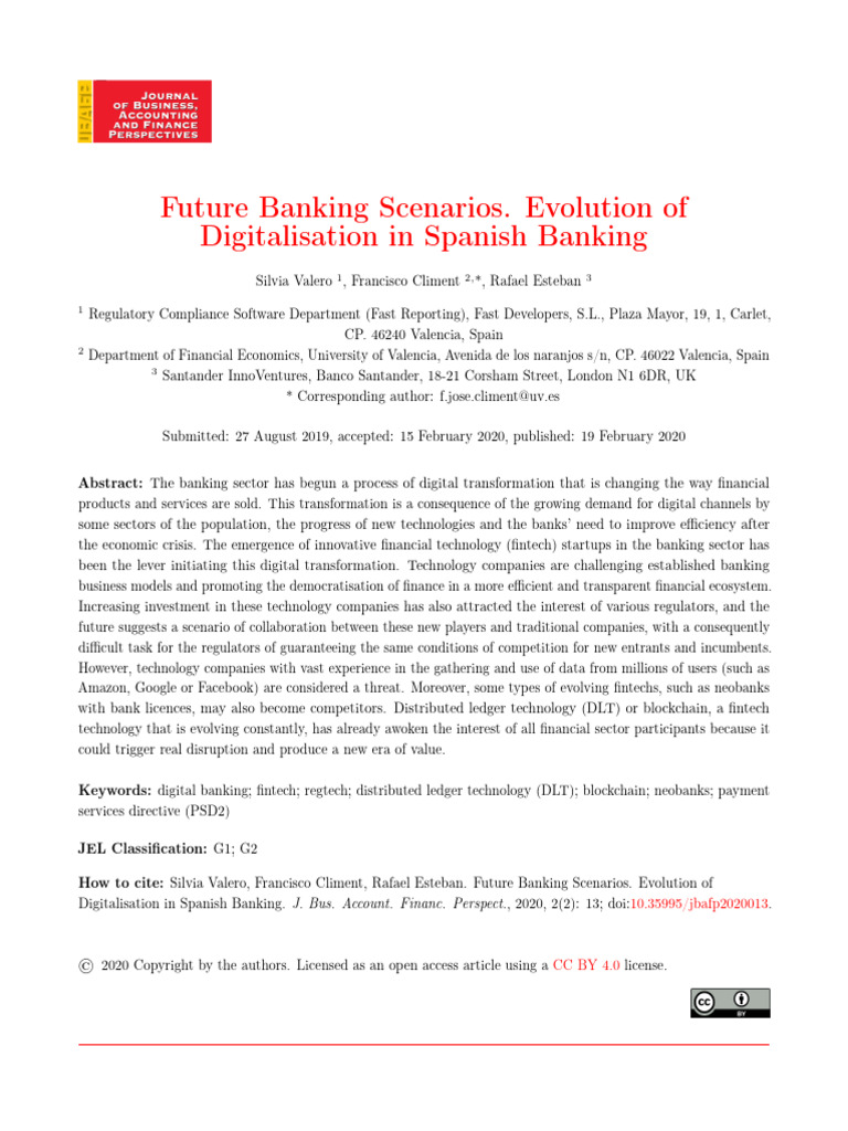 Future Banking Scenarios. Evolution of Digitalisation in Spanish ...