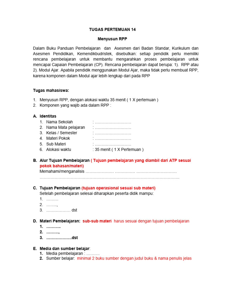 14a. Contoh Format RPP-1 | PDF