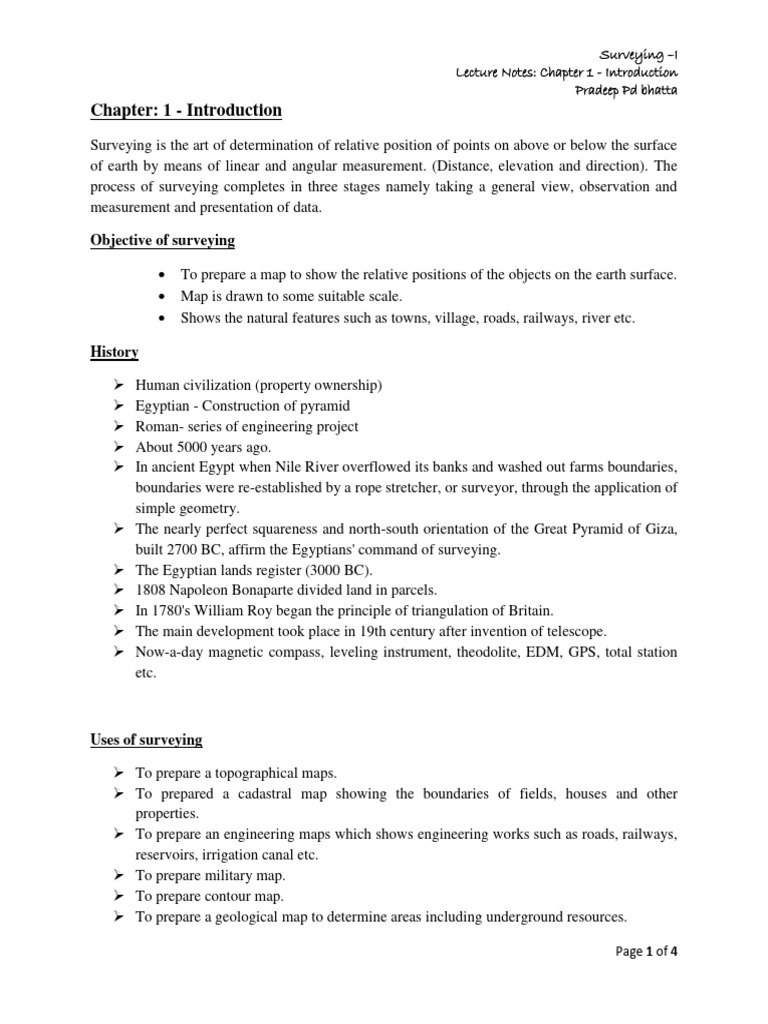 Chapter 1 - Introduction | PDF | Surveying | Cartography Chapter 1 - Introduction | PDF | Surveying | Cartography