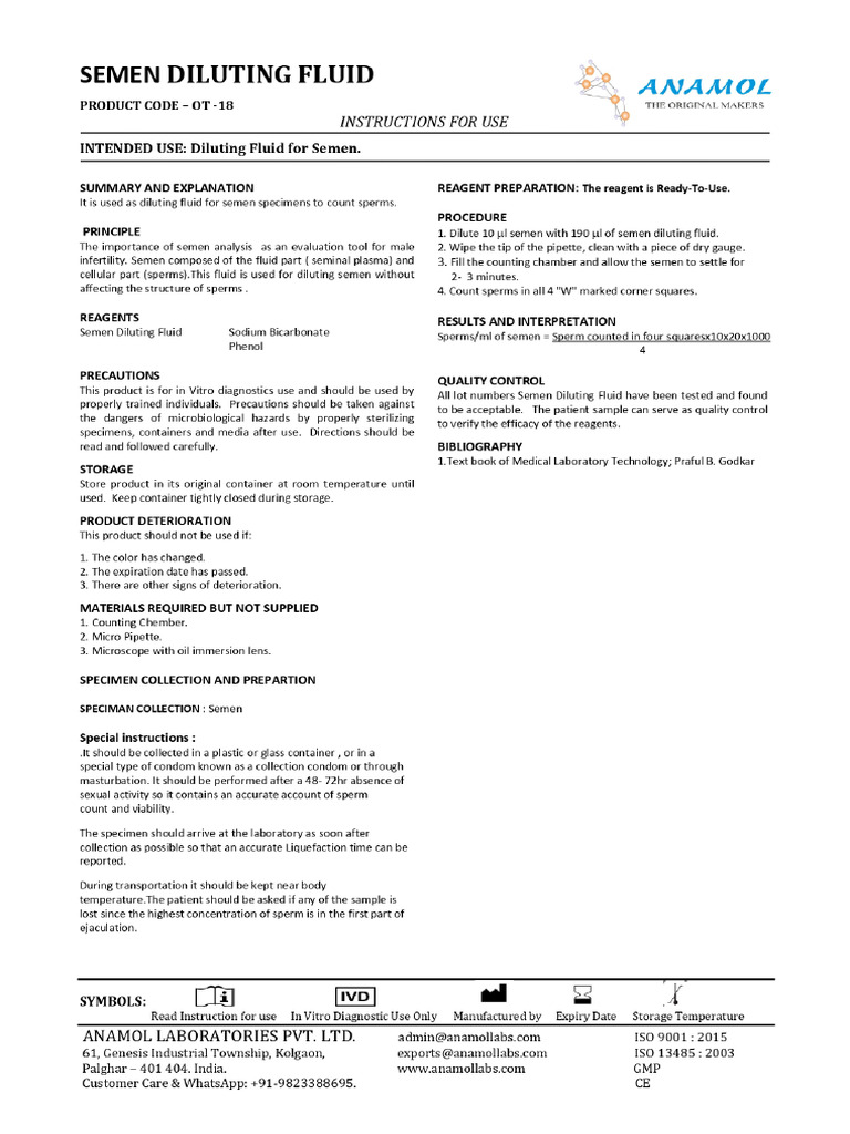 Semen Diluting Fluid MJD Page 0001 | PDF