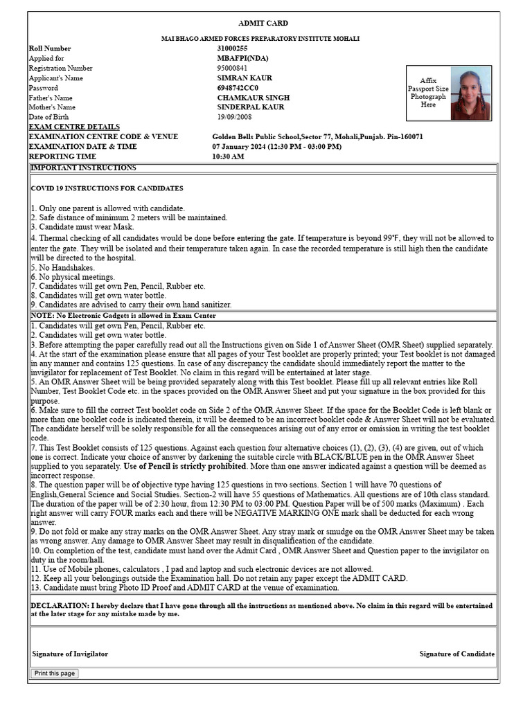 Registration-cum-Acknowledgement Slip Afpi 1 | PDF | Career & Growth
