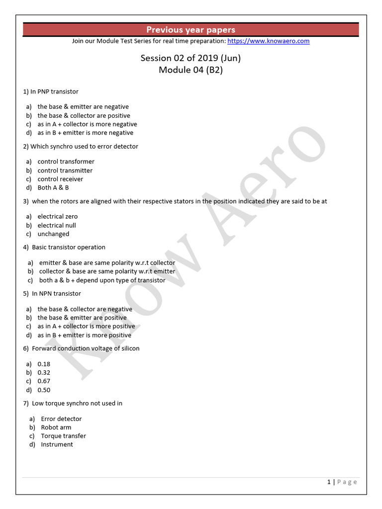 Session 02 of 2019 (Jun) Module 04 (B2) : Previous Year Papers | PDF | Amplifier | Bipolar ...