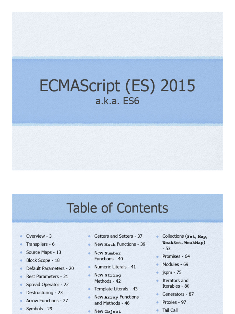 ES2015 | PDF | Java Script | Method (Computer Programming)