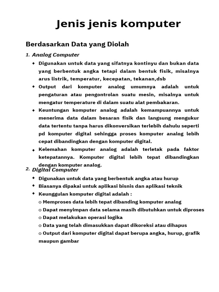 Jenis Jenis Komputer | PDF | Bisnis | Komputer