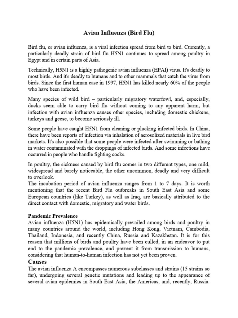 11 - Bird Flu | PDF | Influenza A Virus Subtype H5 N1 | Avian Influenza