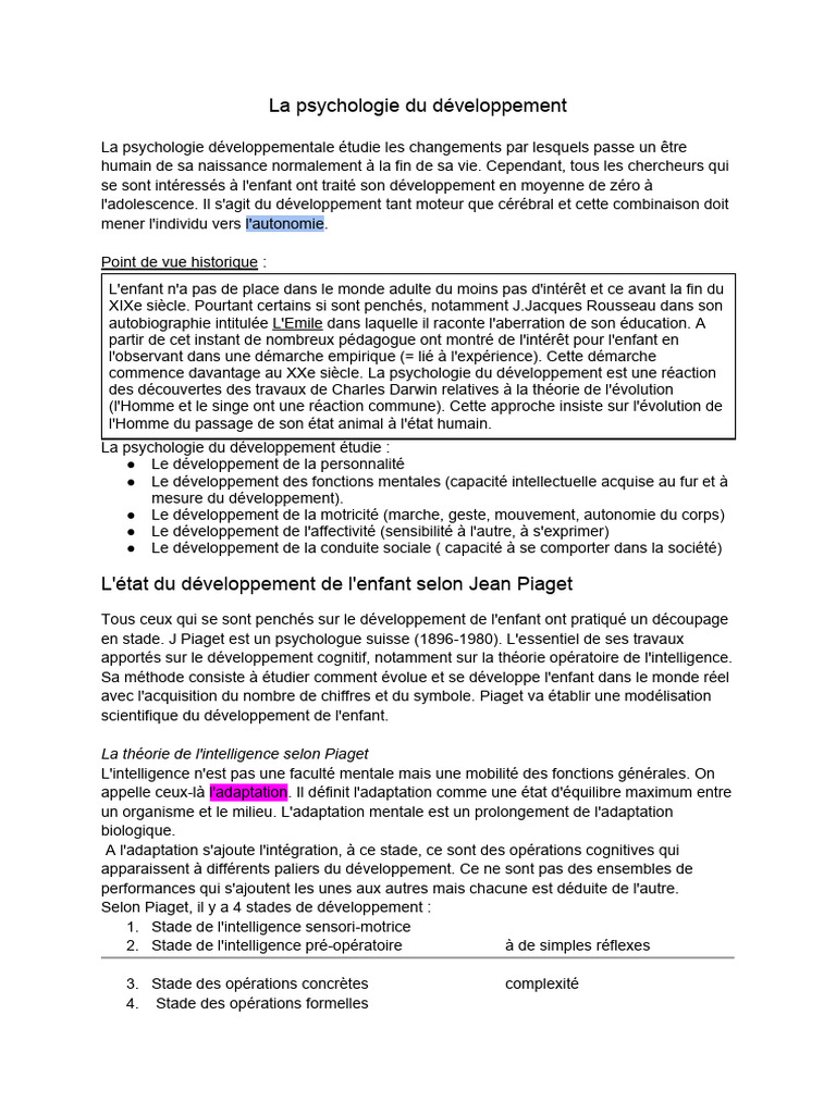 Stade des opérations formelles en psychologie | PDF | Psychologie du ...