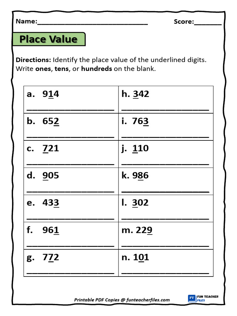 Place Value Worksheets Set 2 | PDF