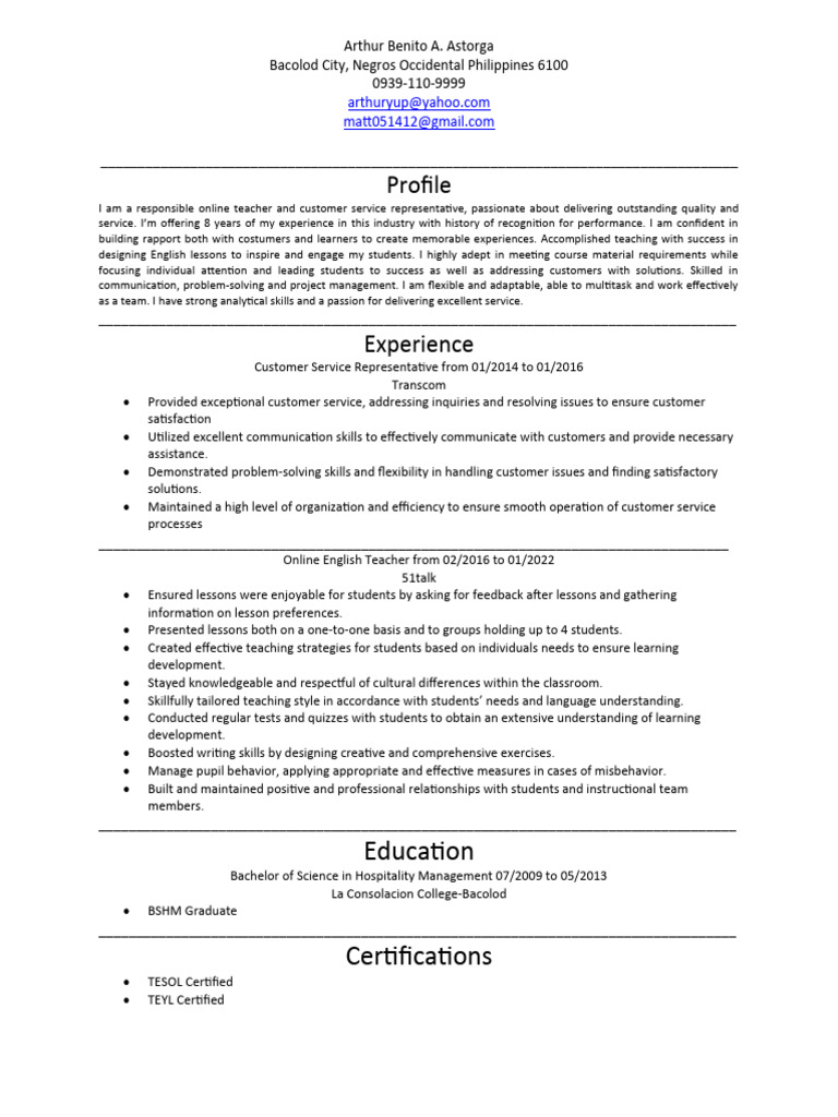 Resume 2 | PDF | Learning | Teachers