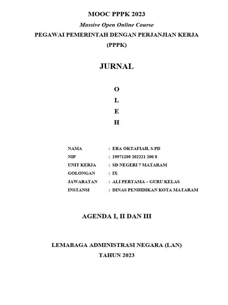 Contoh Jurnal Mooc PPPK | PDF