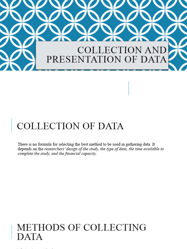 Collection and Presentation of Data | PDF | Sampling (Statistics ...