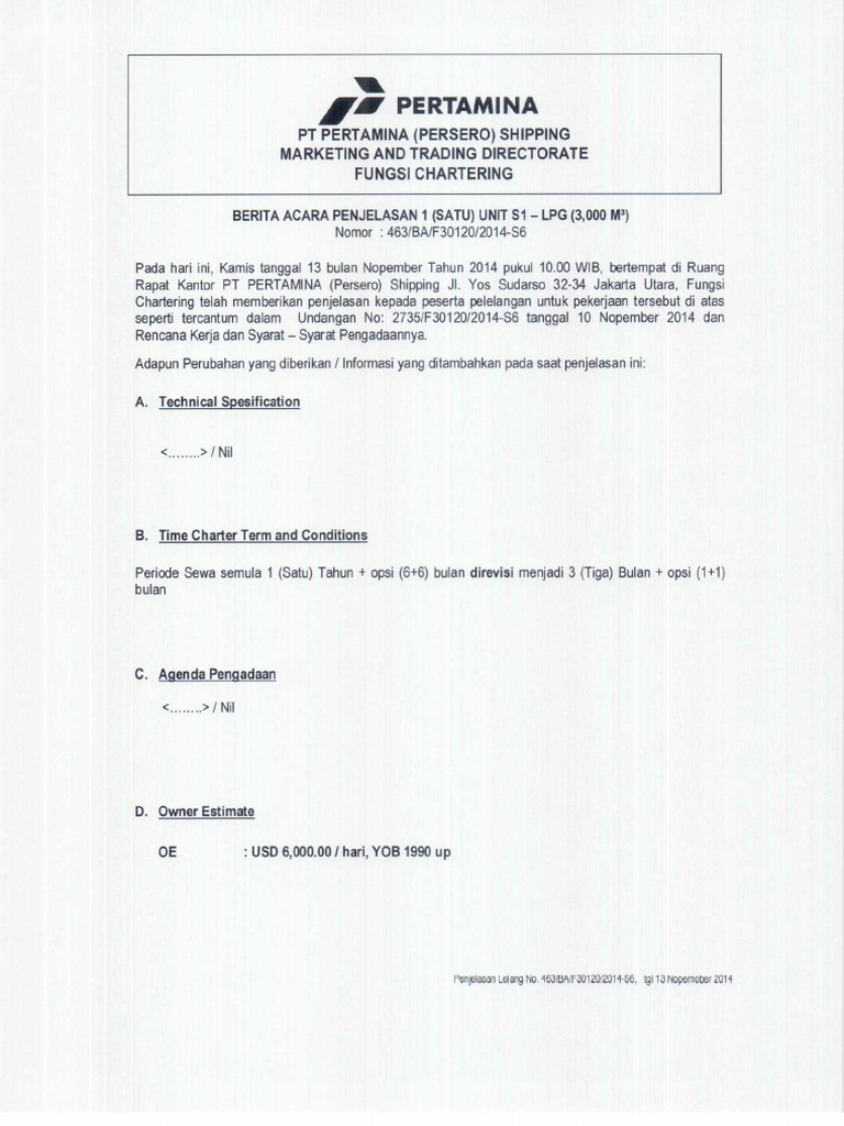 Berita-Acara-Prebid-Small-I-LPG | PDF