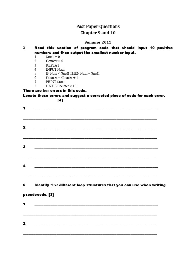 Past Paper Questions (Paper 2 Complete) | PDF | Algorithms | Control Flow Past Paper Questions (Paper 2 Complete) | PDF | Algorithms | Control Flow