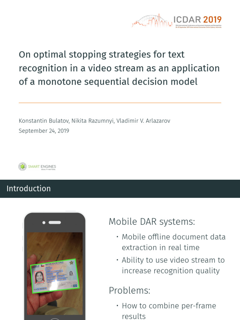 Presentation: On Optimal Stopping Strategies For Text Recognition in A ...