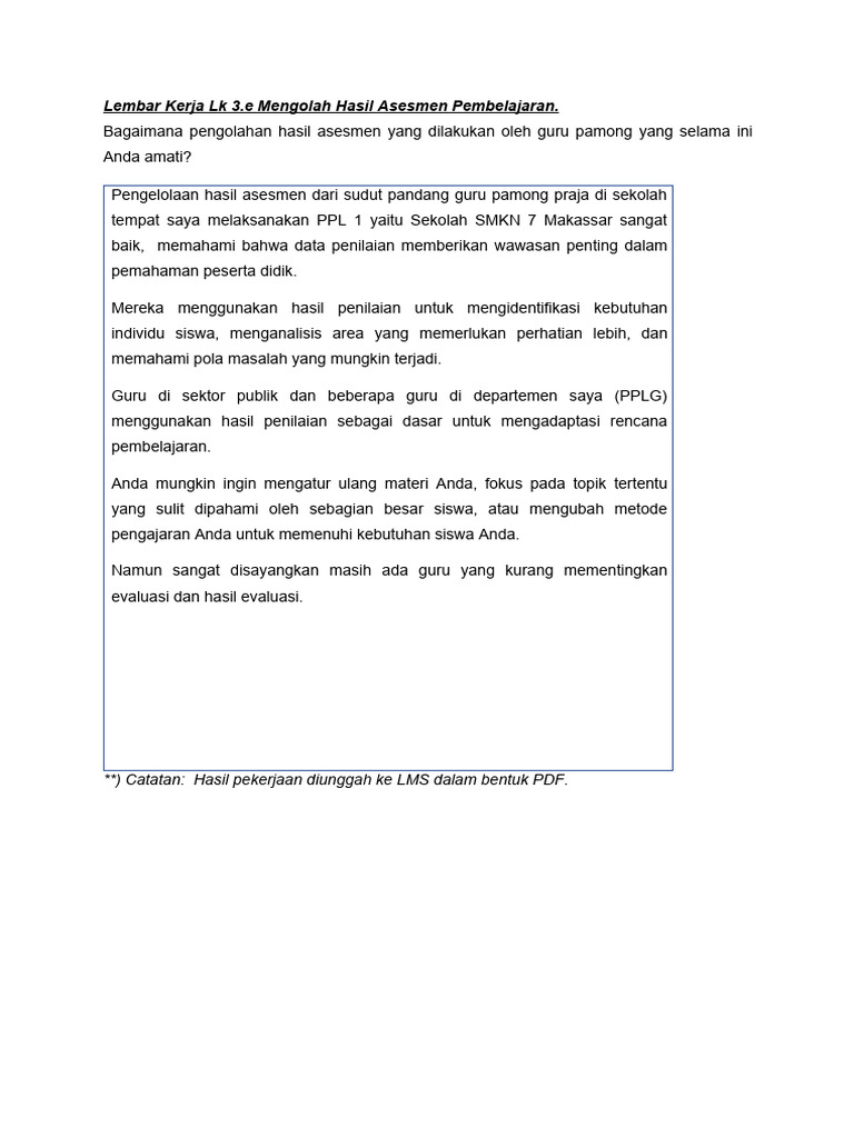 Lembar Kerja LK 3.e Mengolah Hasil Asesmen Pembelajaran - RAHMAT ...