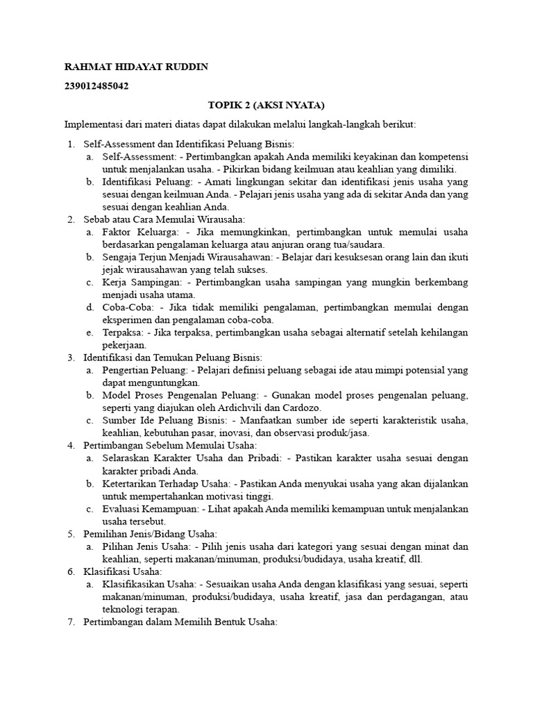 Topik 2 - Rahmat Hidayat Ruddin - Aksi Nyata | PDF