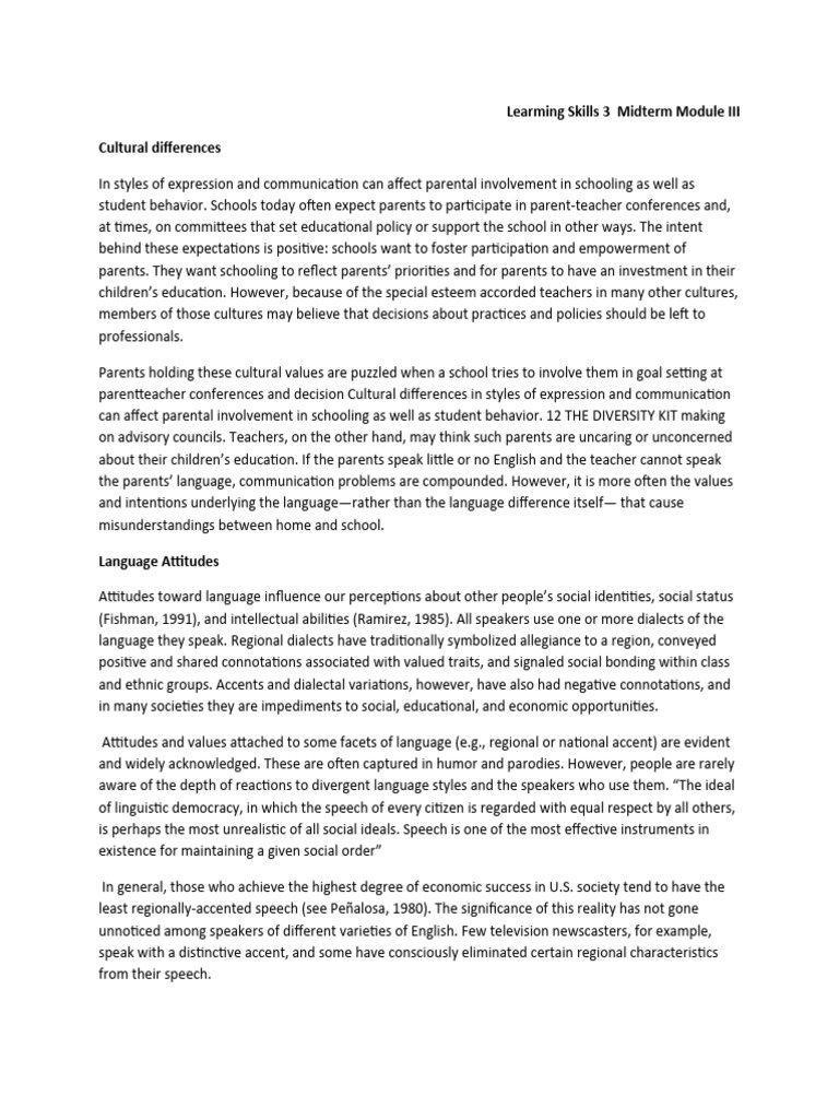 Learming-Skills-3-Midterm-Module III | PDF | Dialect | English Language