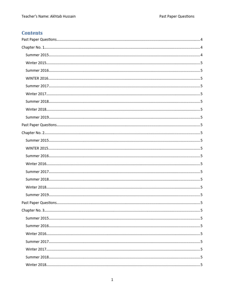 Past Paper Questions (Paper 1 Complete) | PDF | Byte | Computer Engineering