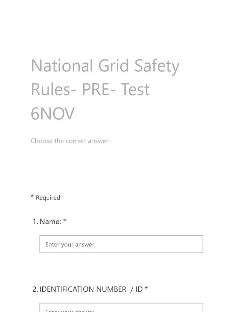 National Grid Safety Rules - PRE - Test 6NOV | PDF