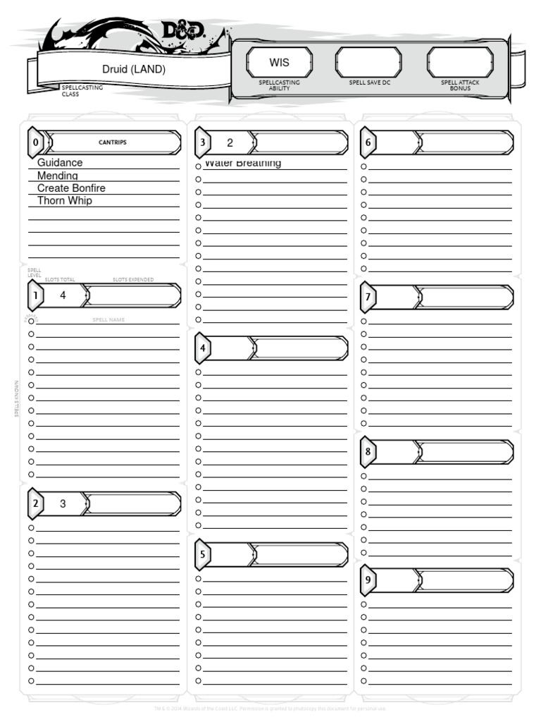 Extra Spell Sheet | PDF